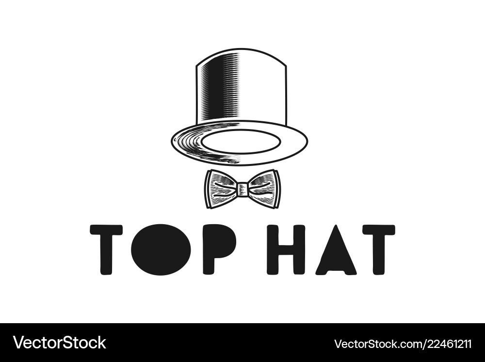 Hand drawn hat and tie logo design inspiration Vector Image