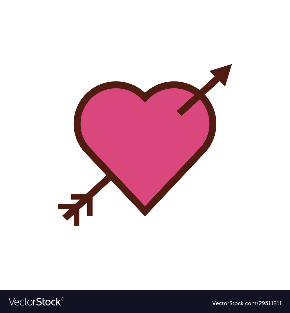 Happy valentines day heart with arrow flat style Vector Image