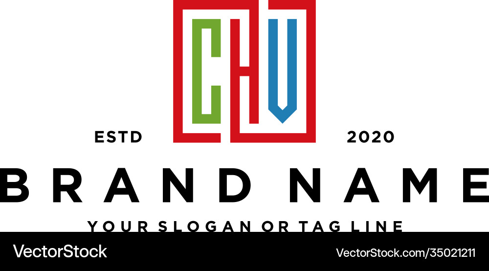 Letter chv square colorful logo design Royalty Free Vector