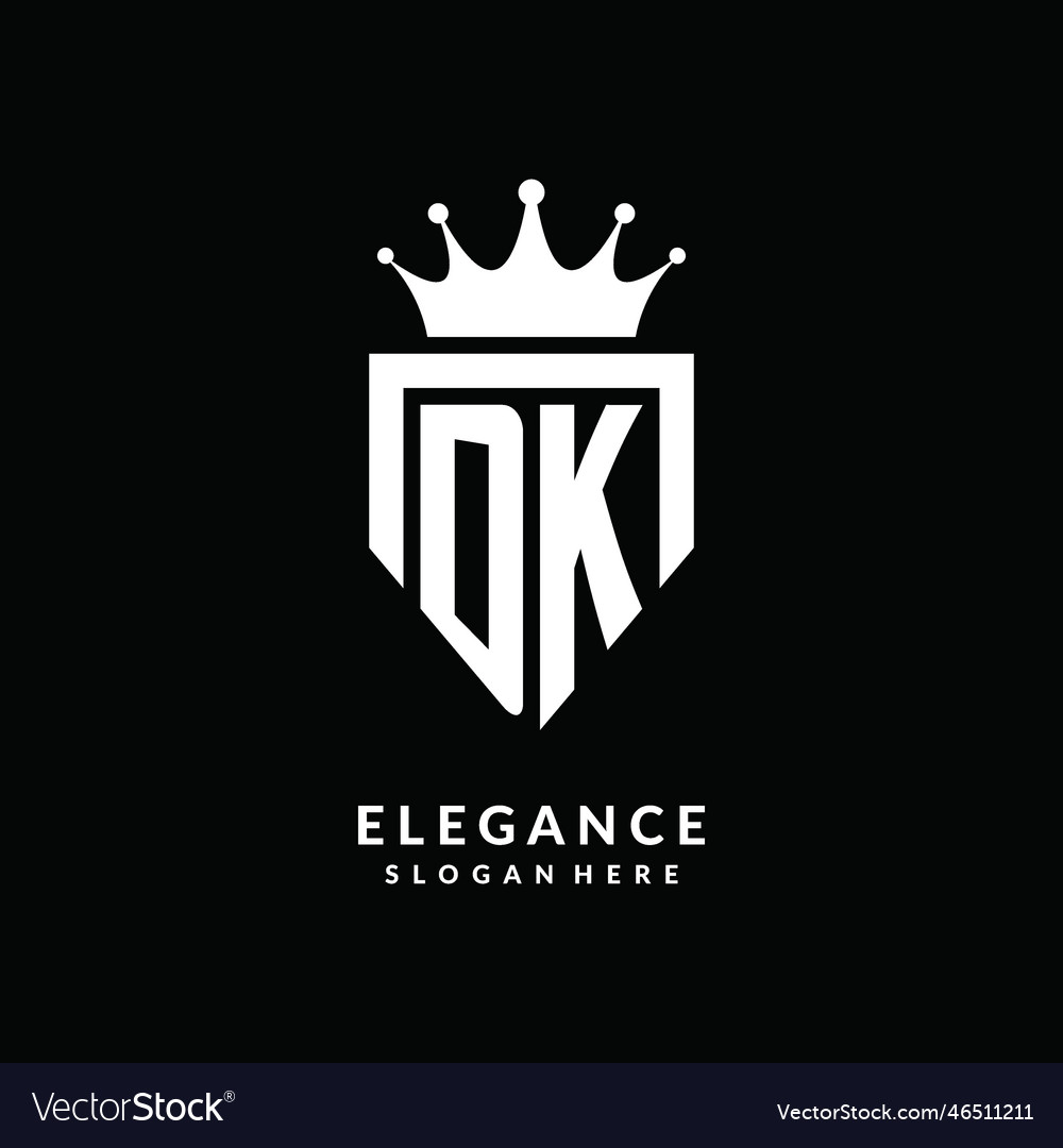 Letter dk logo monogram emblem style with crown Vector Image