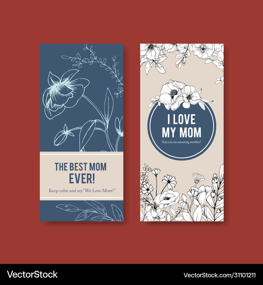 Line flower flyer with design template card Vector Image