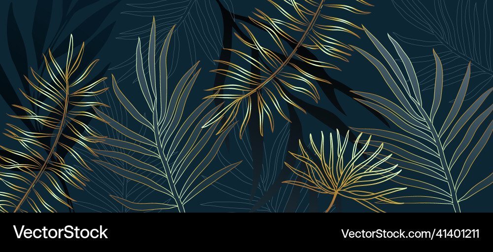 Luxury botanical background with golden tropical Vector Image
