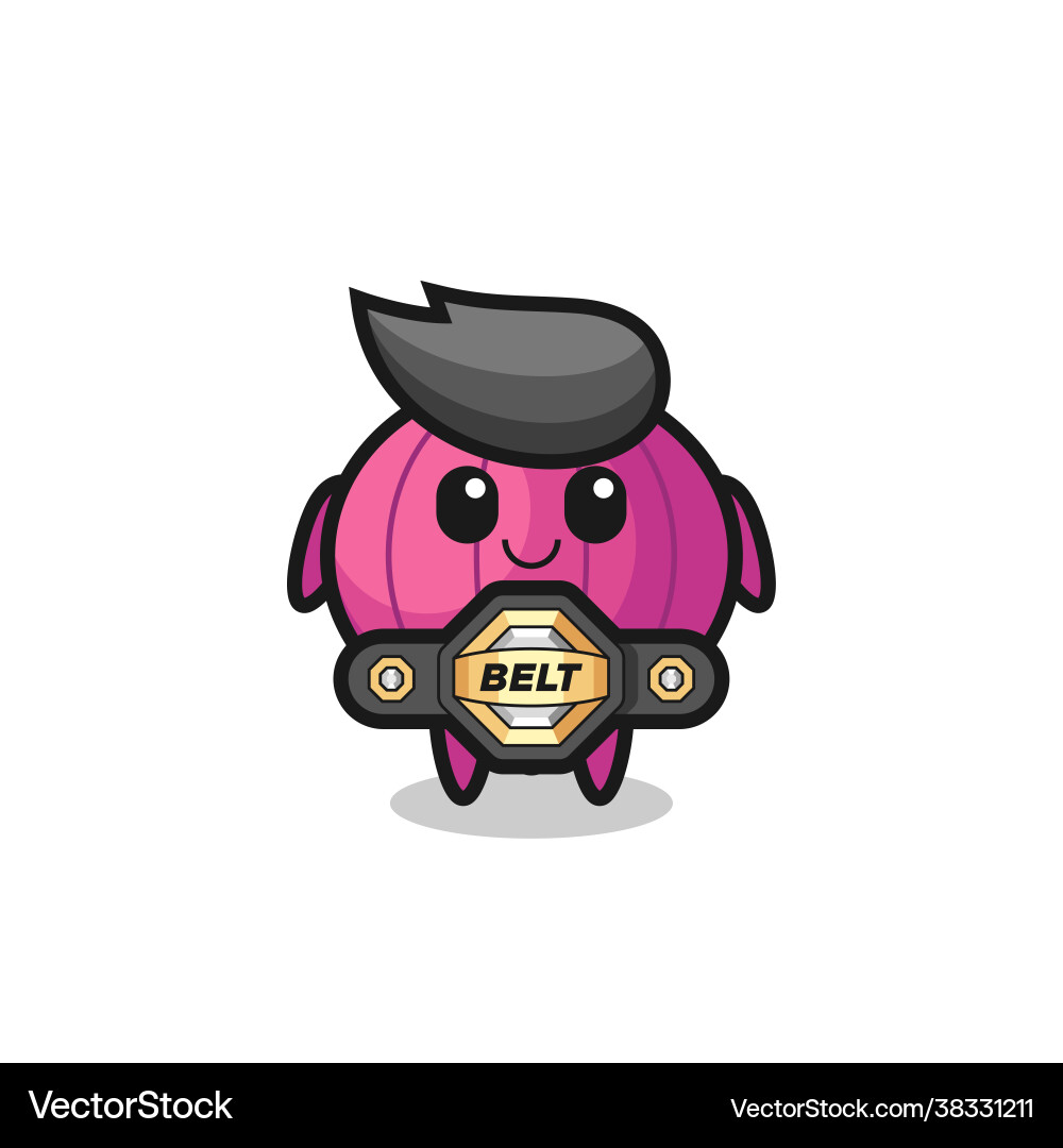 Mma fighter onion mascot with a belt Royalty Free Vector
