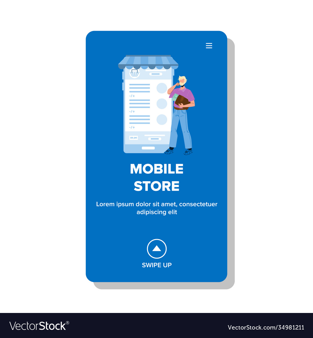 Mobile store application using customer Royalty Free Vector