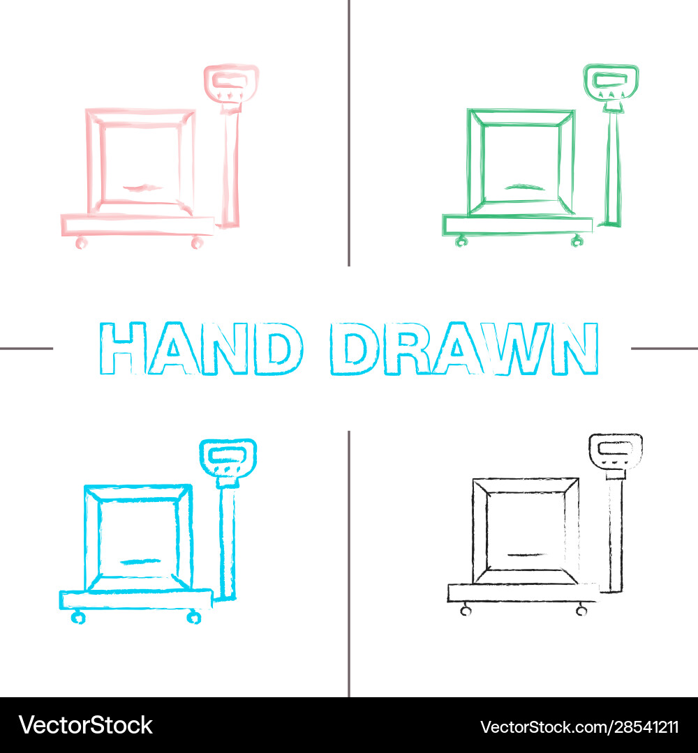 Parcel scales hand drawn icons set Royalty Free Vector Image