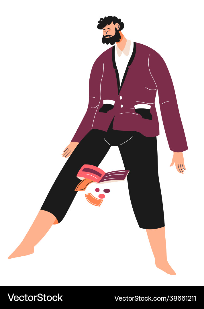 Poor man with empty wallet broke male character Vector Image