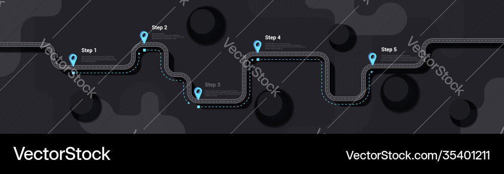 Road map and journey route infographics template Vector Image