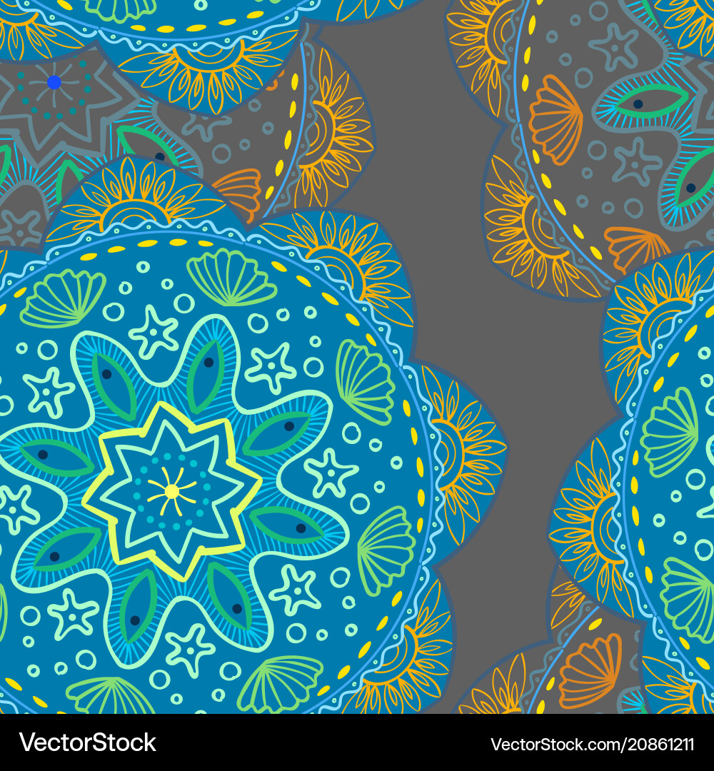 Seamless pattern with beach mandala ethnic Vector Image