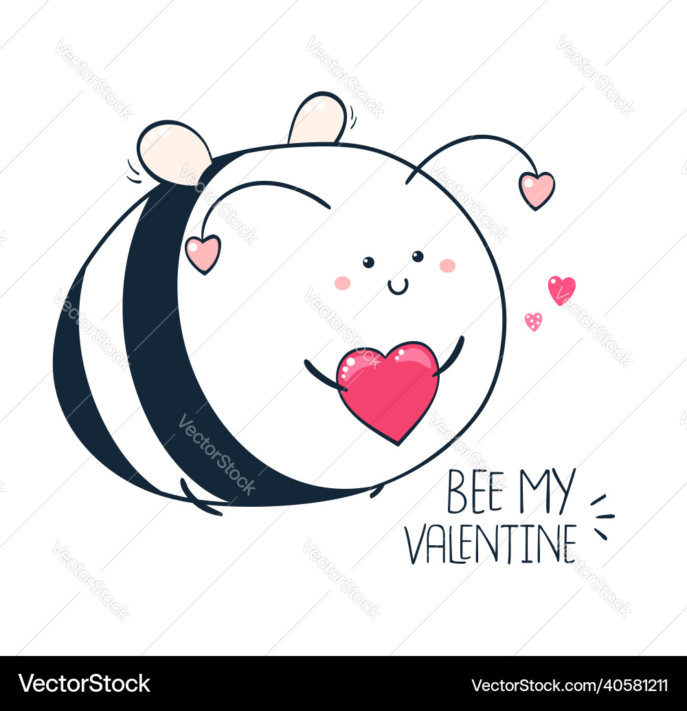 Valentines day greeting card with cute bee Vector Image