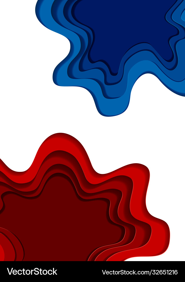 Background with deep blue and red color paper cut Vector Image