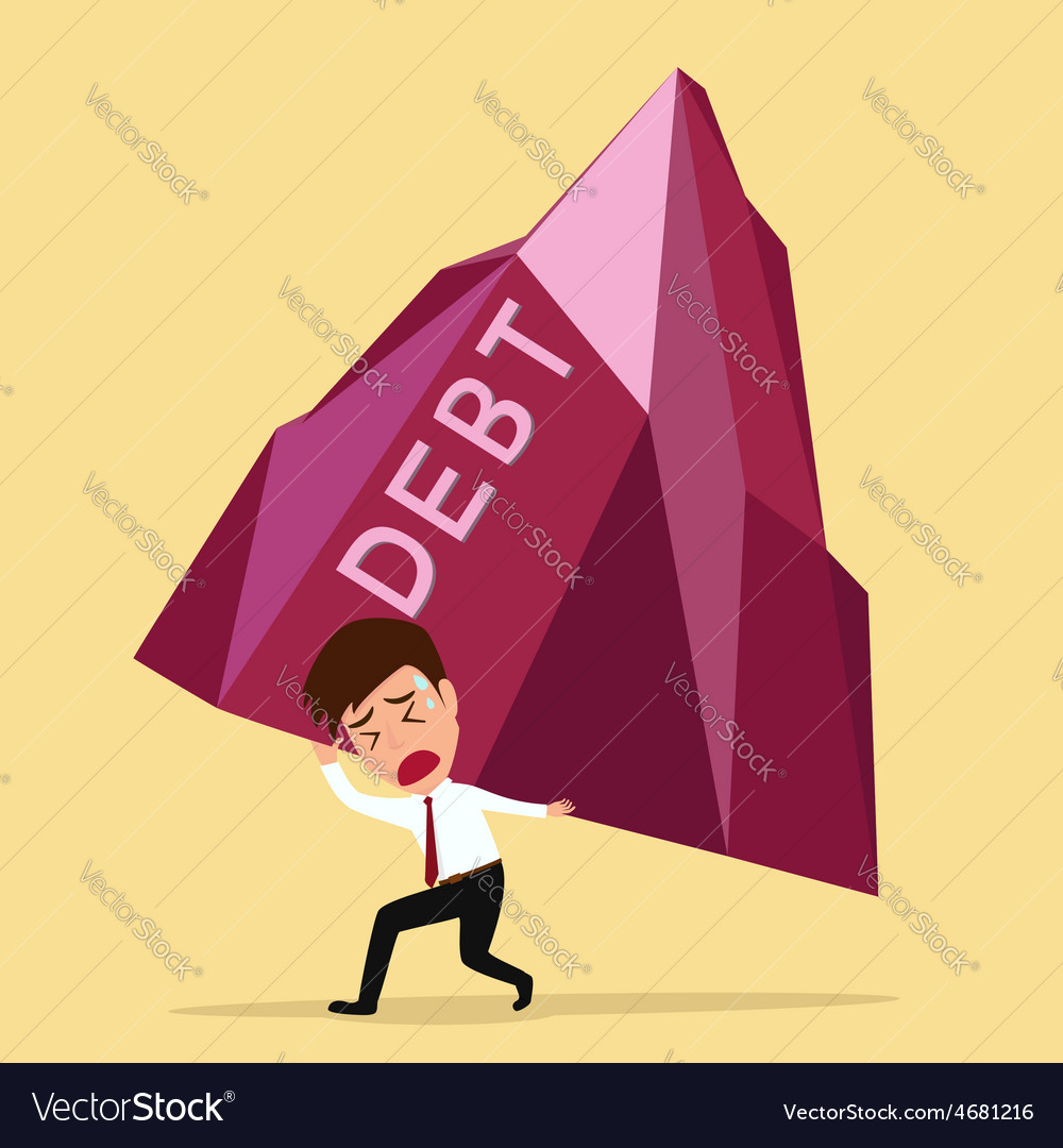 Bankruptcy concept businessman bearing big debt Vector Image Bankruptcy concept businessman bearing big debt Vector Image