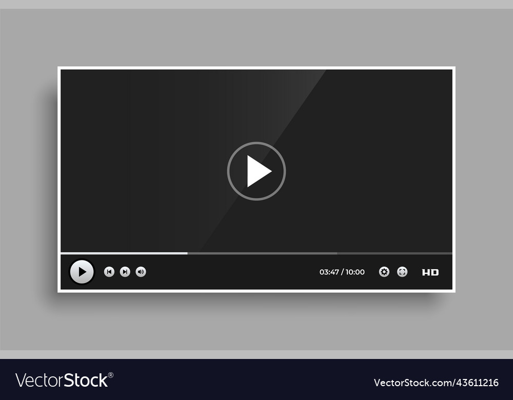 Classic video player template design Royalty Free Vector