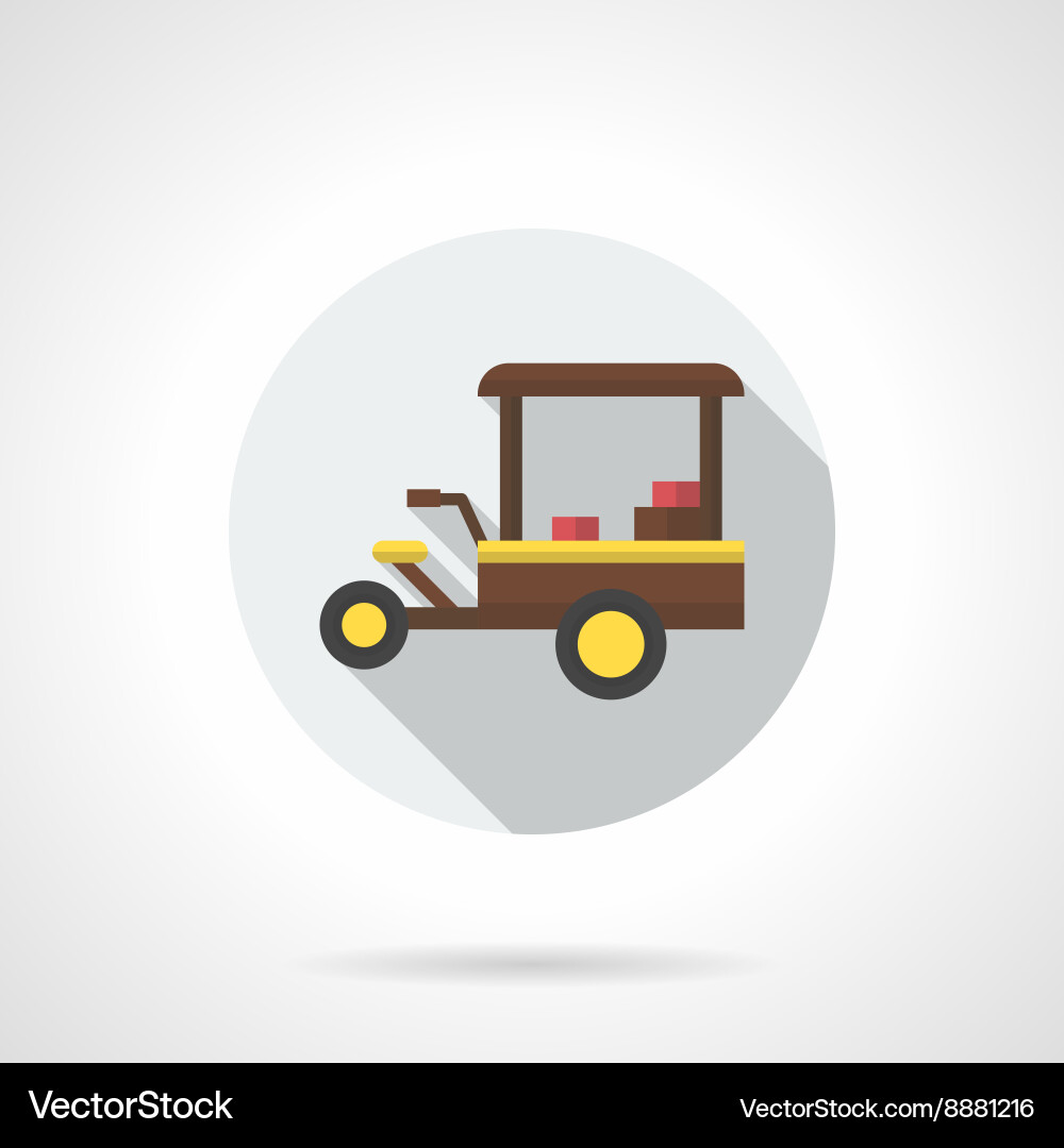 Coffee cart color round flat icon Royalty Free Vector Image