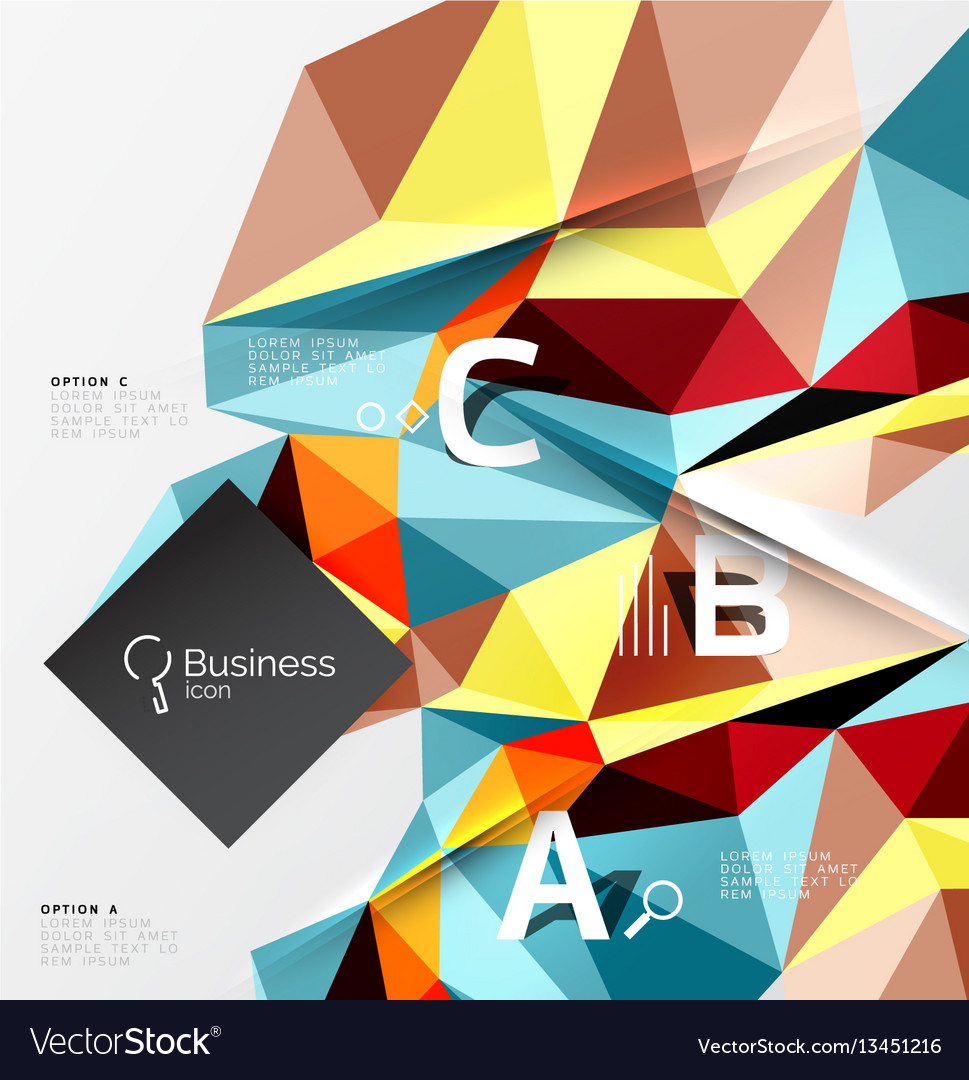 Colorful Triangle Mosaic 3d Geometric Object Vector Image