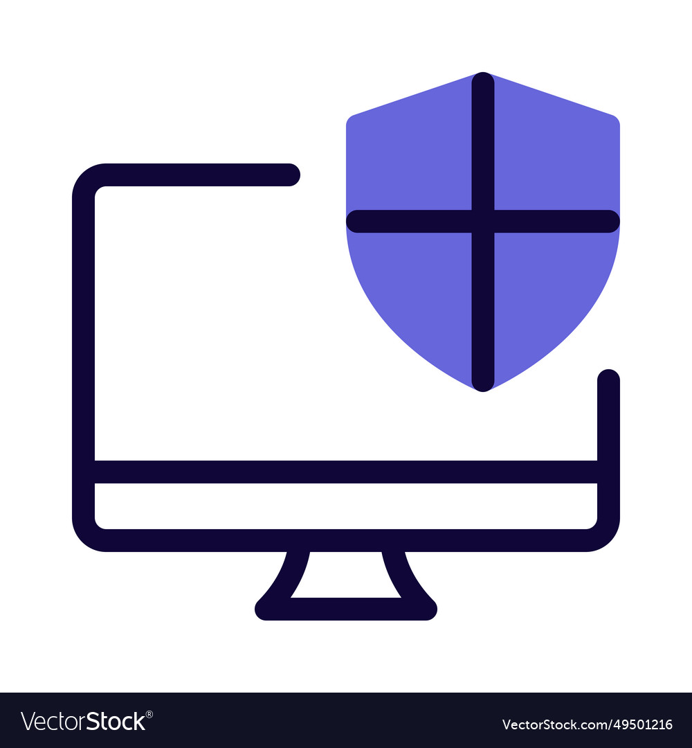 Desktop shield provides security and data Vector Image