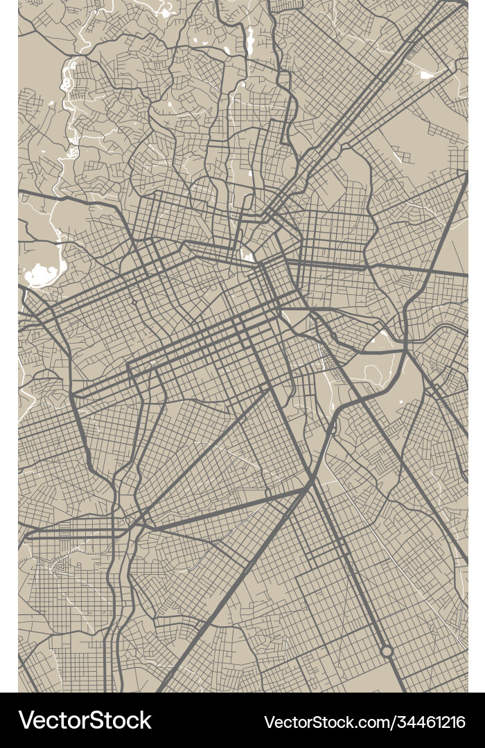 Detailed map curitiba city linear print Royalty Free Vector
