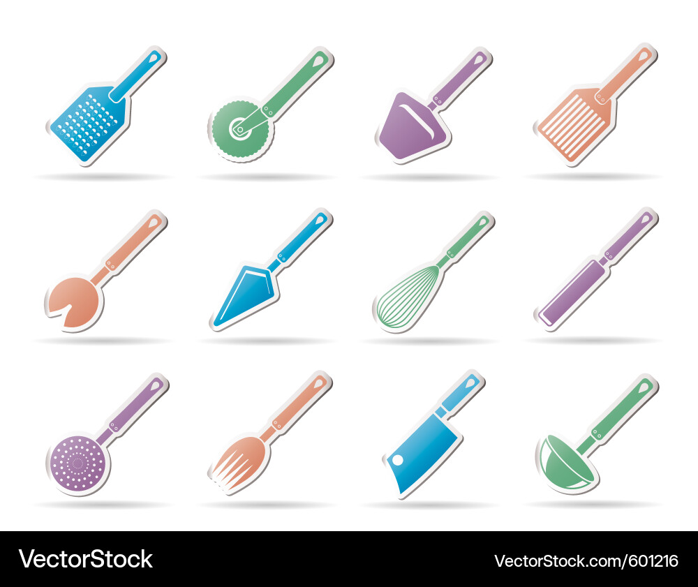 Different kind of kitchen accessories icons Vector Image