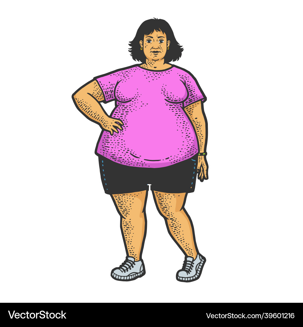 Fat woman sketch Royalty Free Vector Image - VectorStock