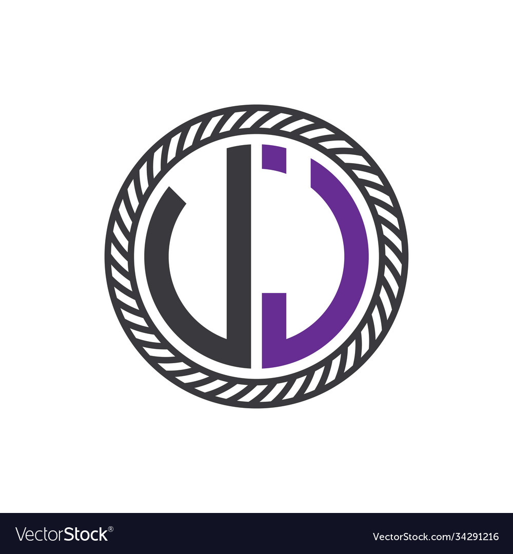 Initial letter uj circle shape monogram simple Vector Image