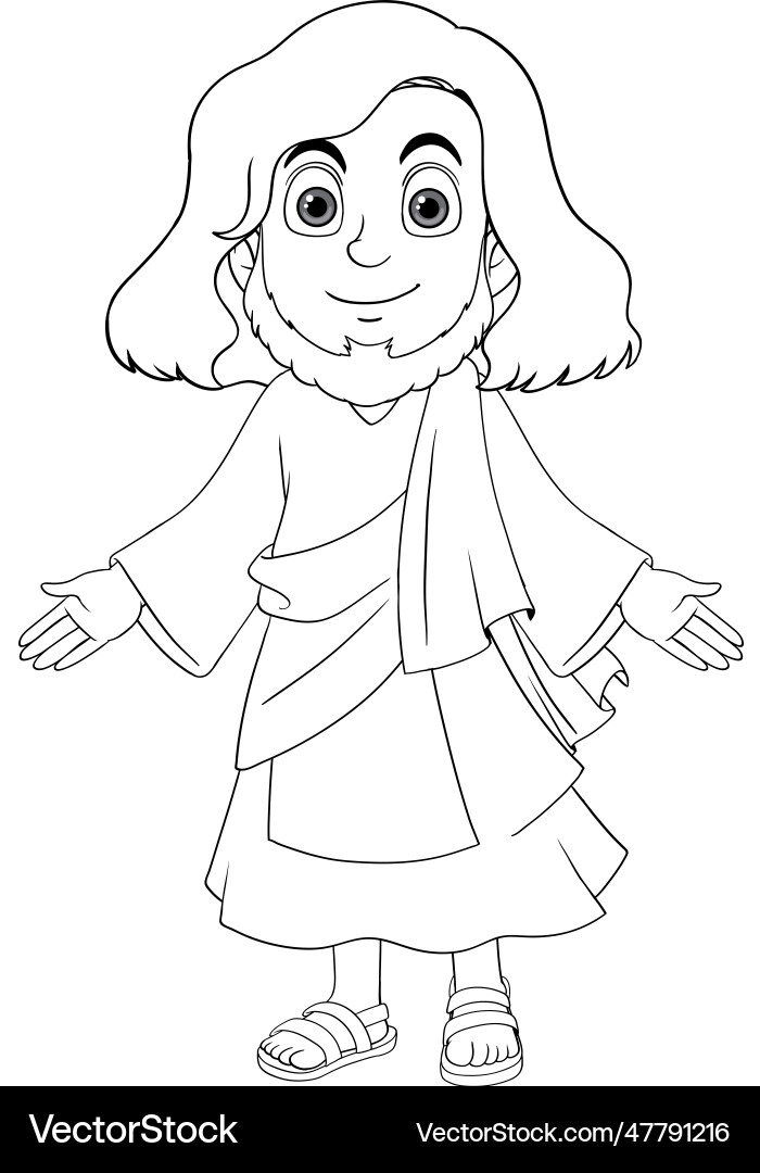 Jesus christ outline for colouring Royalty Free Vector Image