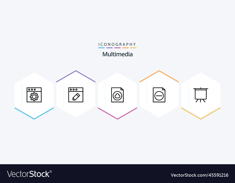 Multimedia 25 line icon pack including file Vector Image