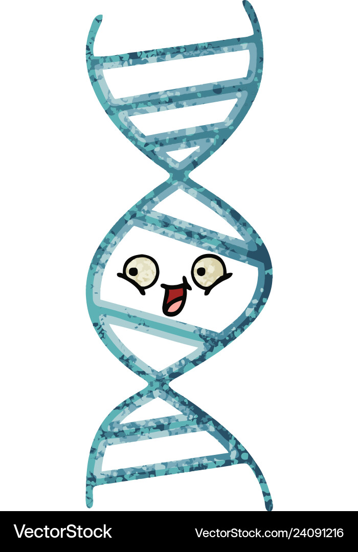 Retro style cartoon dna strand Royalty Free Vector Image