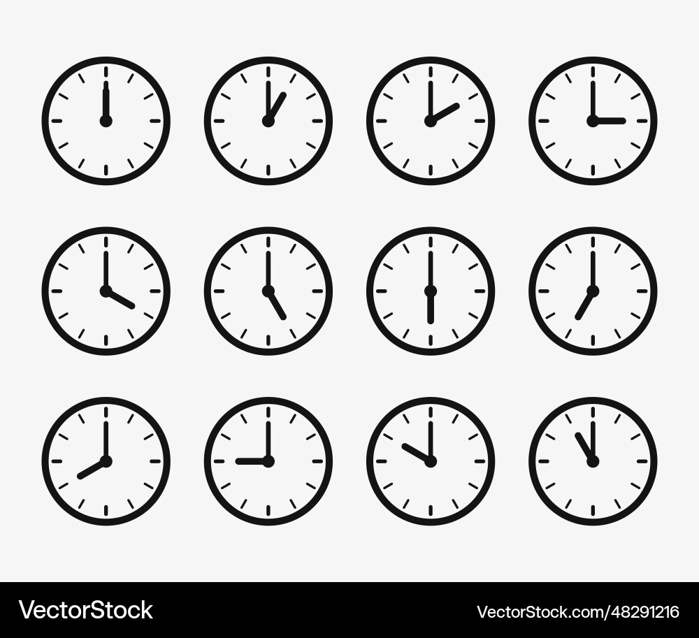 Set of clock icon in flat style Royalty Free Vector Image