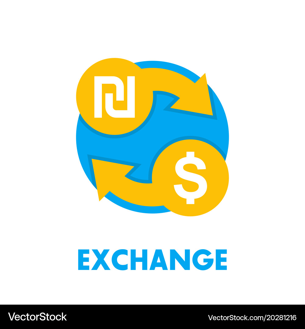 Shekel to dollar exchange icon on white Royalty Free Vector