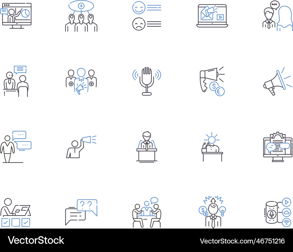 Speech outline icons collection speaking oratory Vector Image