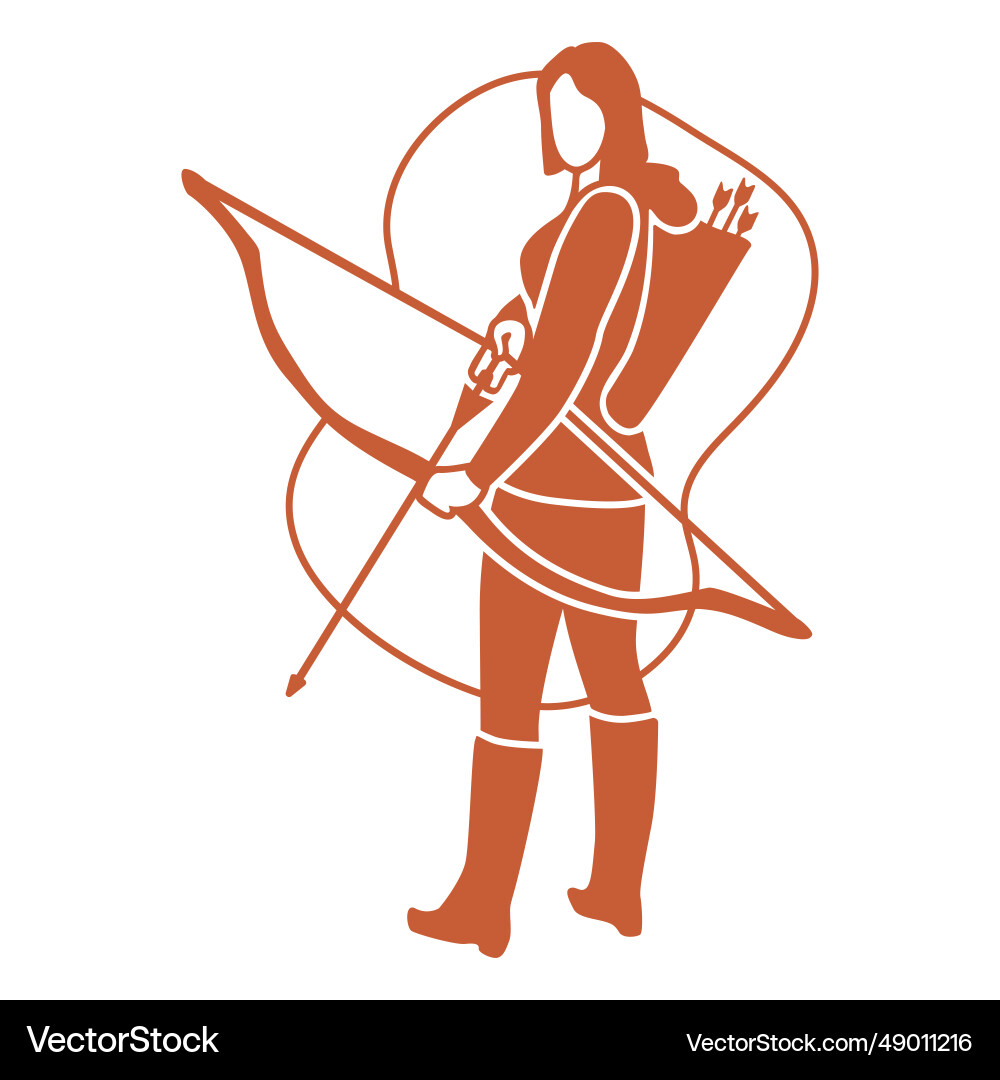 Standing archery woman cut out Royalty Free Vector Image