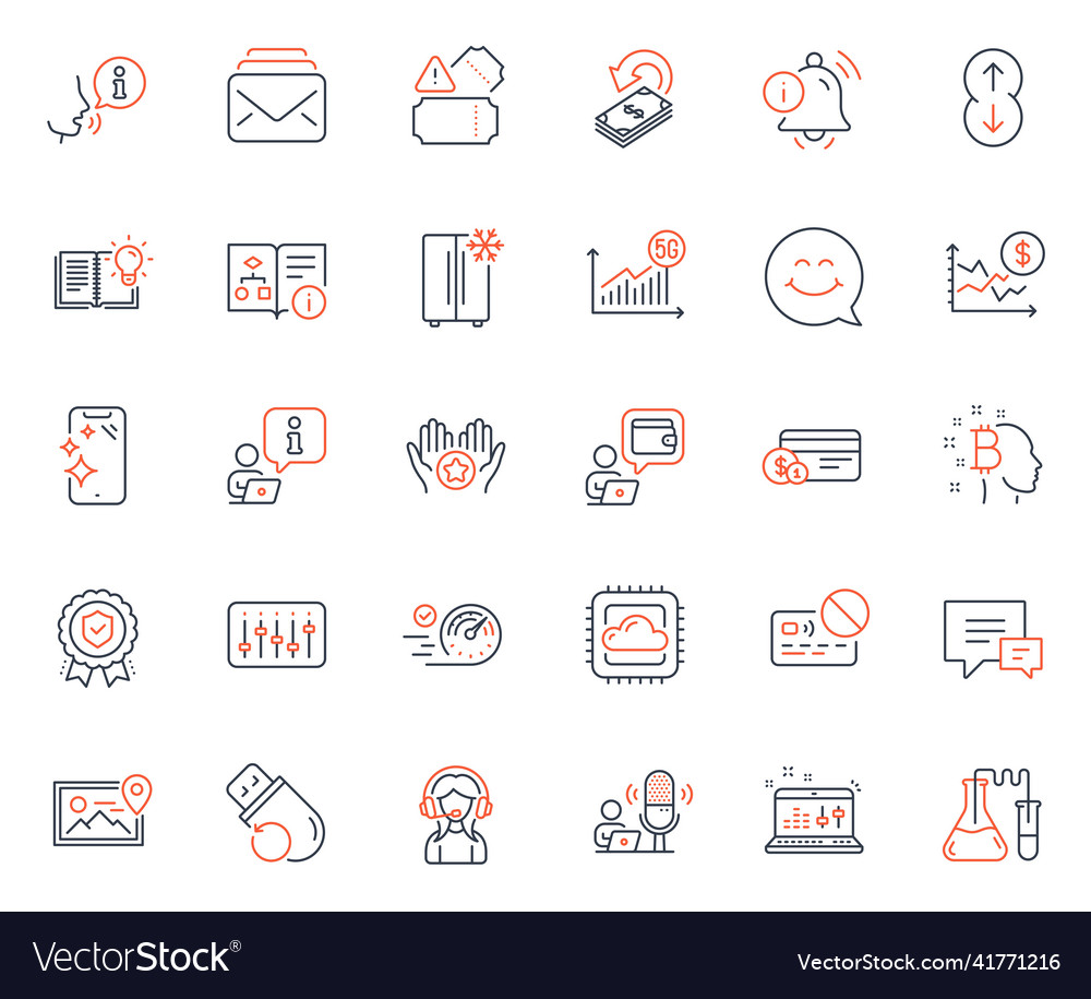 Technology icons set included icon as insurance Vector Image