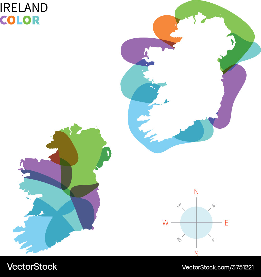 Abstract color map of ireland Royalty Free Vector Image