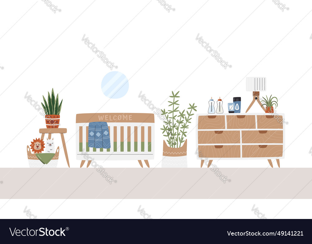Baby bedroom with playground zone newborn room Vector Image