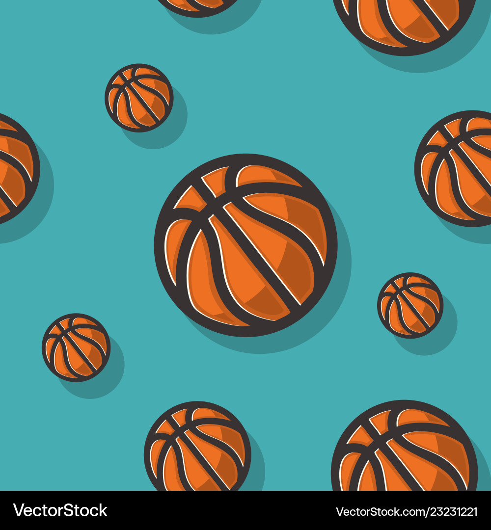 Basketball themed seamless pattern with basketball