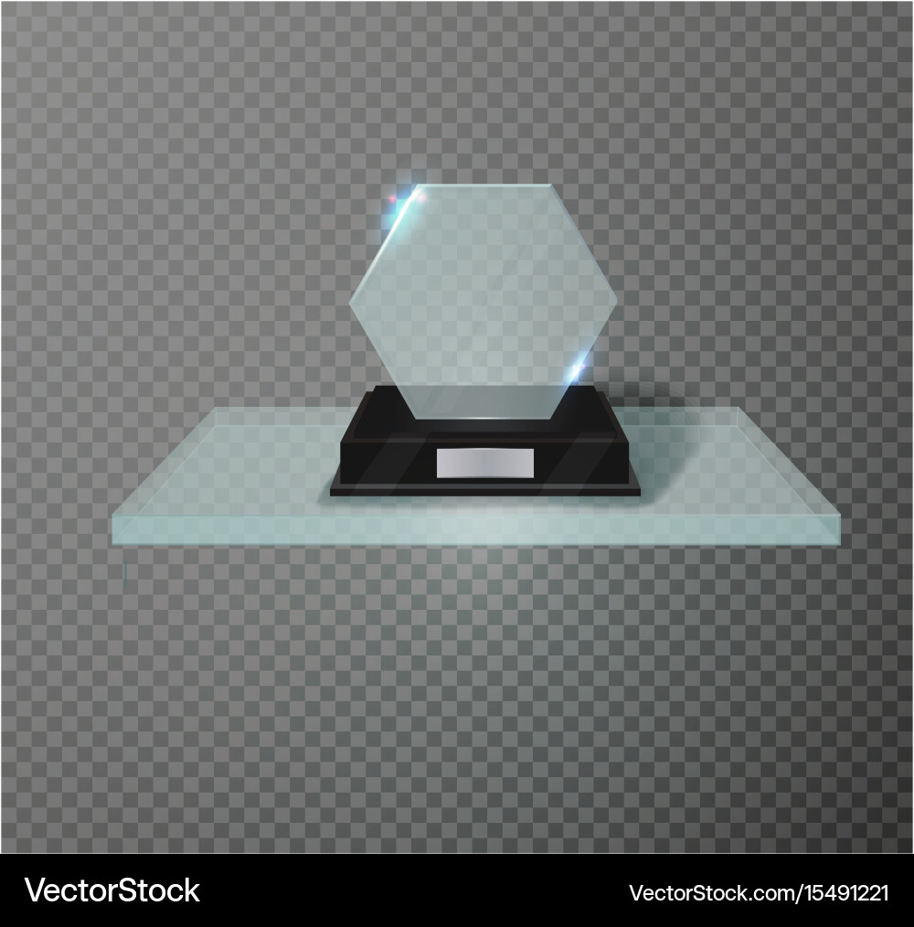 Blank glass award trophy on a transparent Vector Image