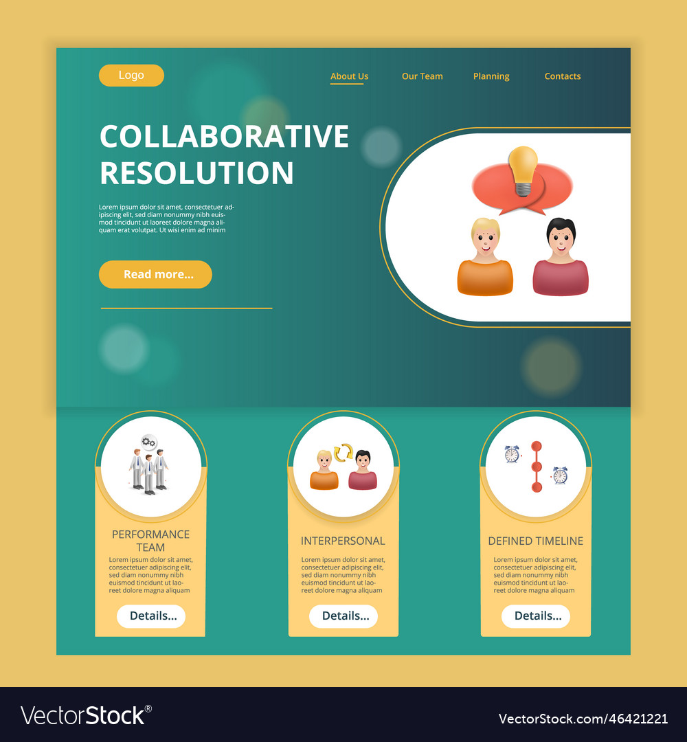 Collaborative resolution flat landing page Vector Image