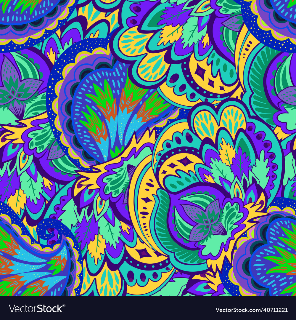 Colorful seamless pattern with crazy psychedelic Vector Image