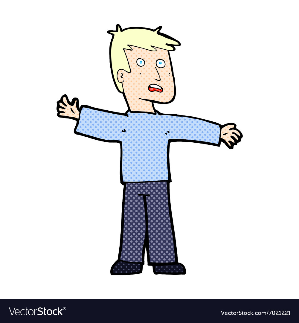 Comic cartoon surprised man Royalty Free Vector Image