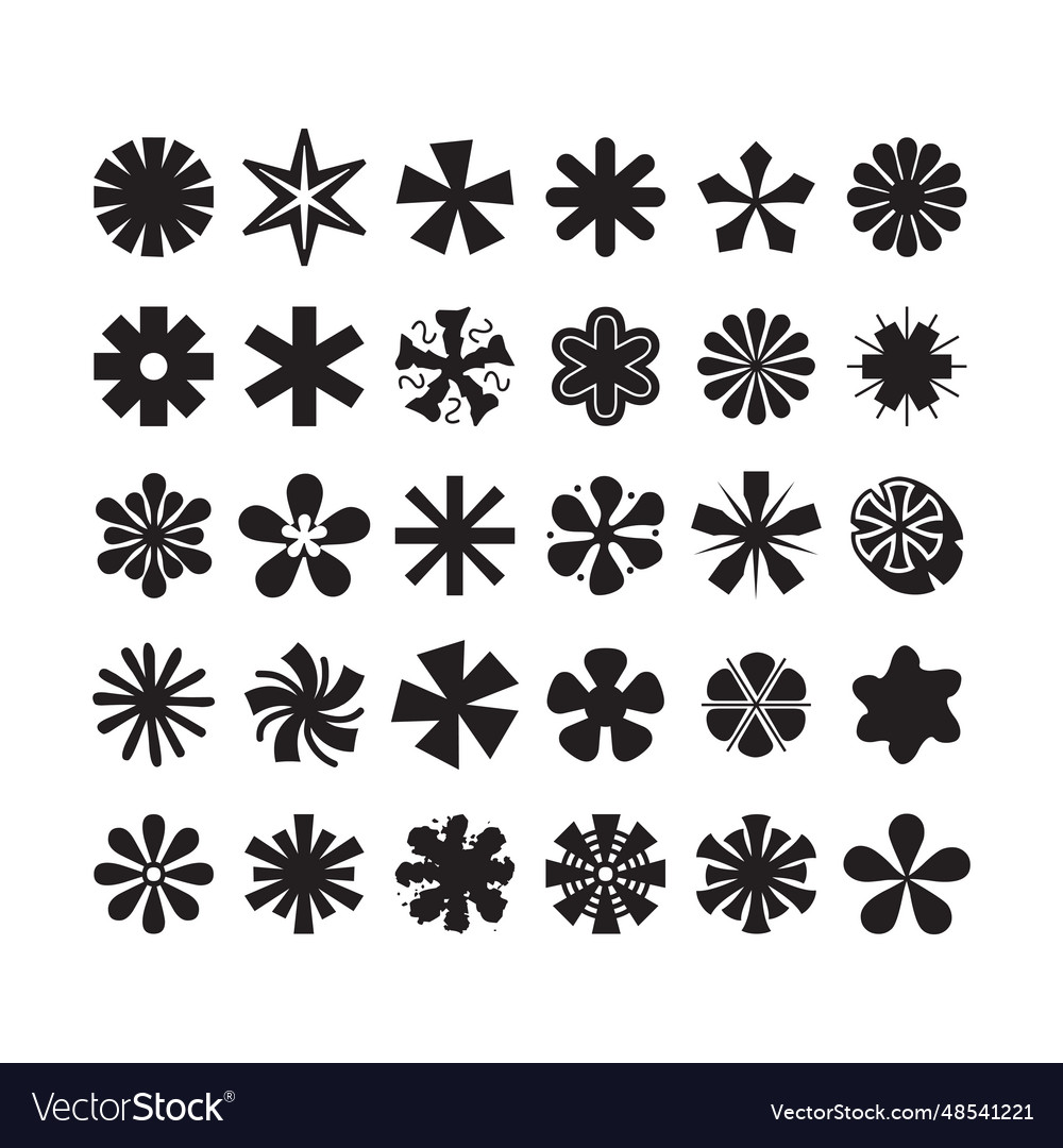 Cute black asterisks and star signs icons set Vector Image Cute black asterisks and star signs icons set Vector Image