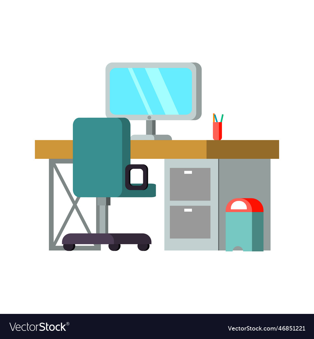 Desk flat Royalty Free Vector Image - VectorStock