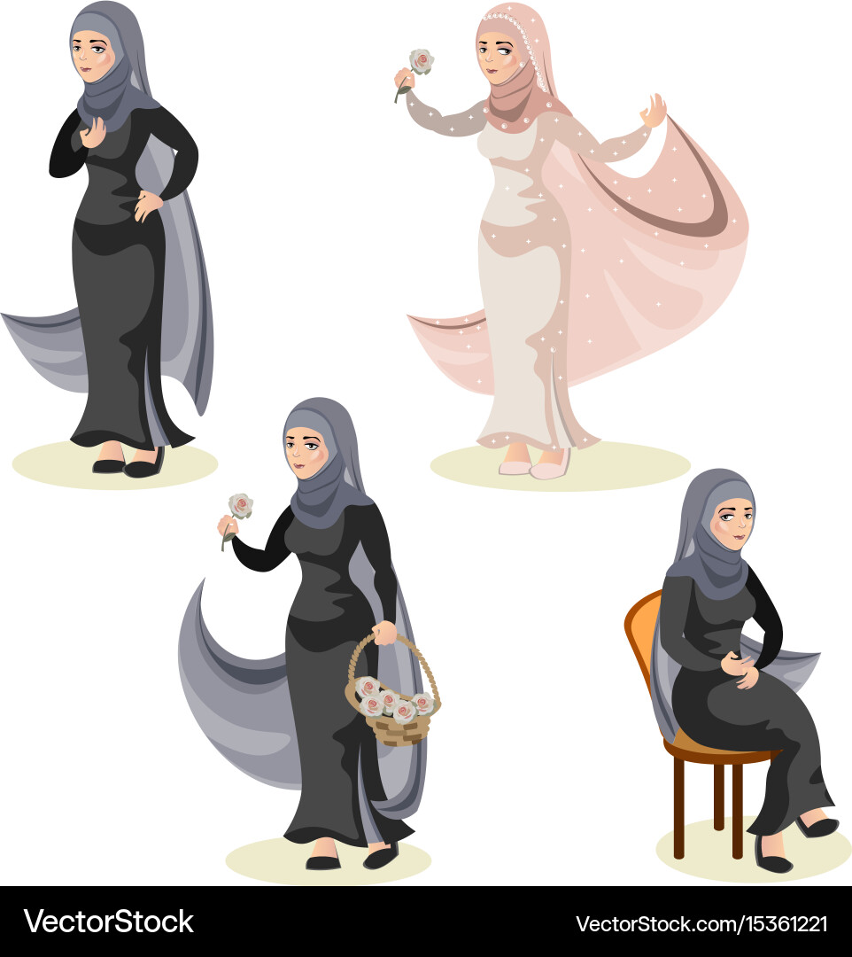 Diverse set of arab woman Royalty Free Vector Image