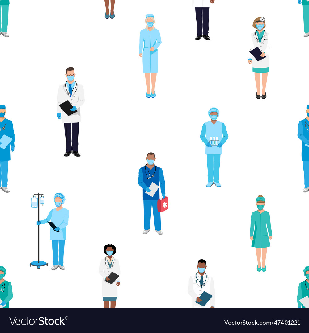 Doctors and nurses seamless pattern Royalty Free Vector