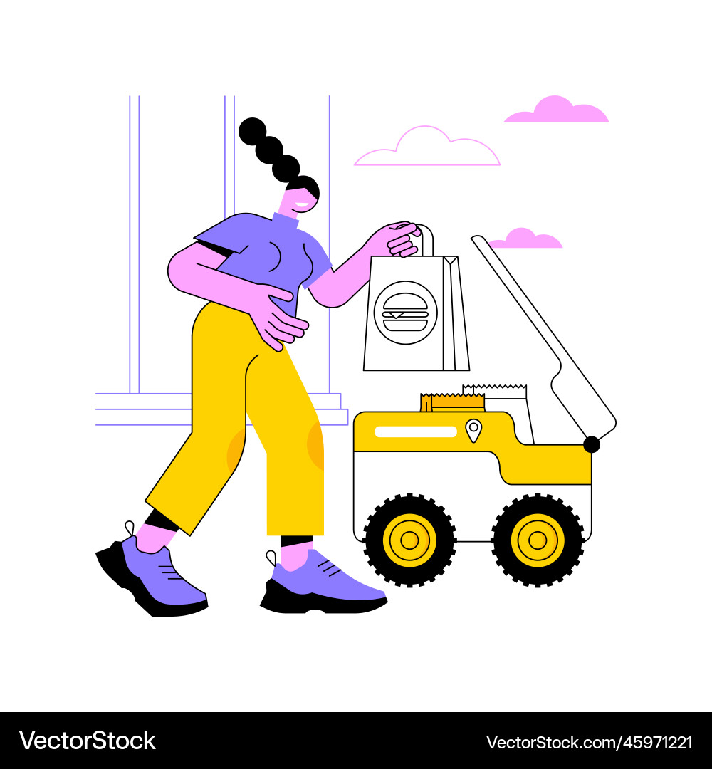 Food delivery robot isolated cartoon Royalty Free Vector