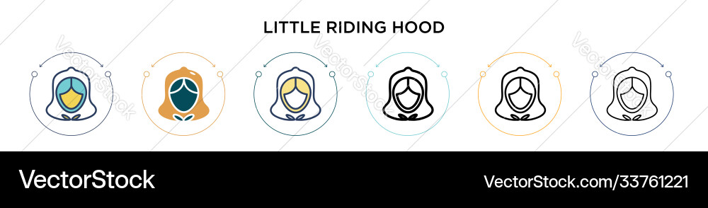 Little red riding hood icon in filled thin line Vector Image
