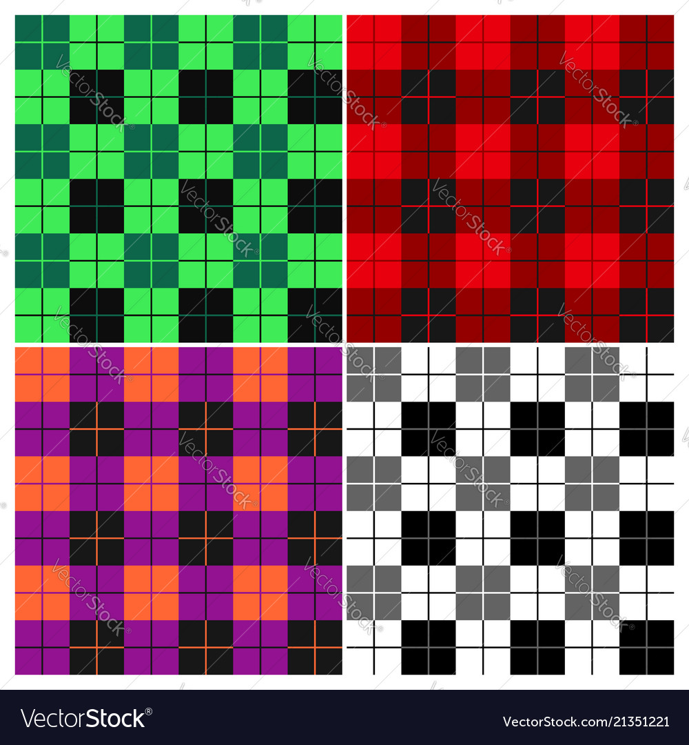 Lumberjack plaid pattern set Royalty Free Vector Image
