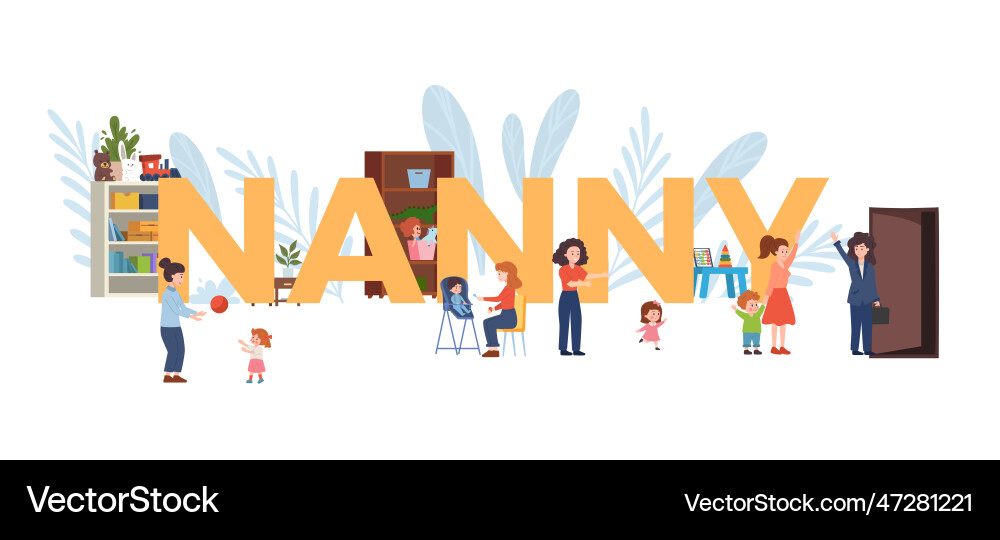 Nanny typographic header flat Royalty Free Vector Image