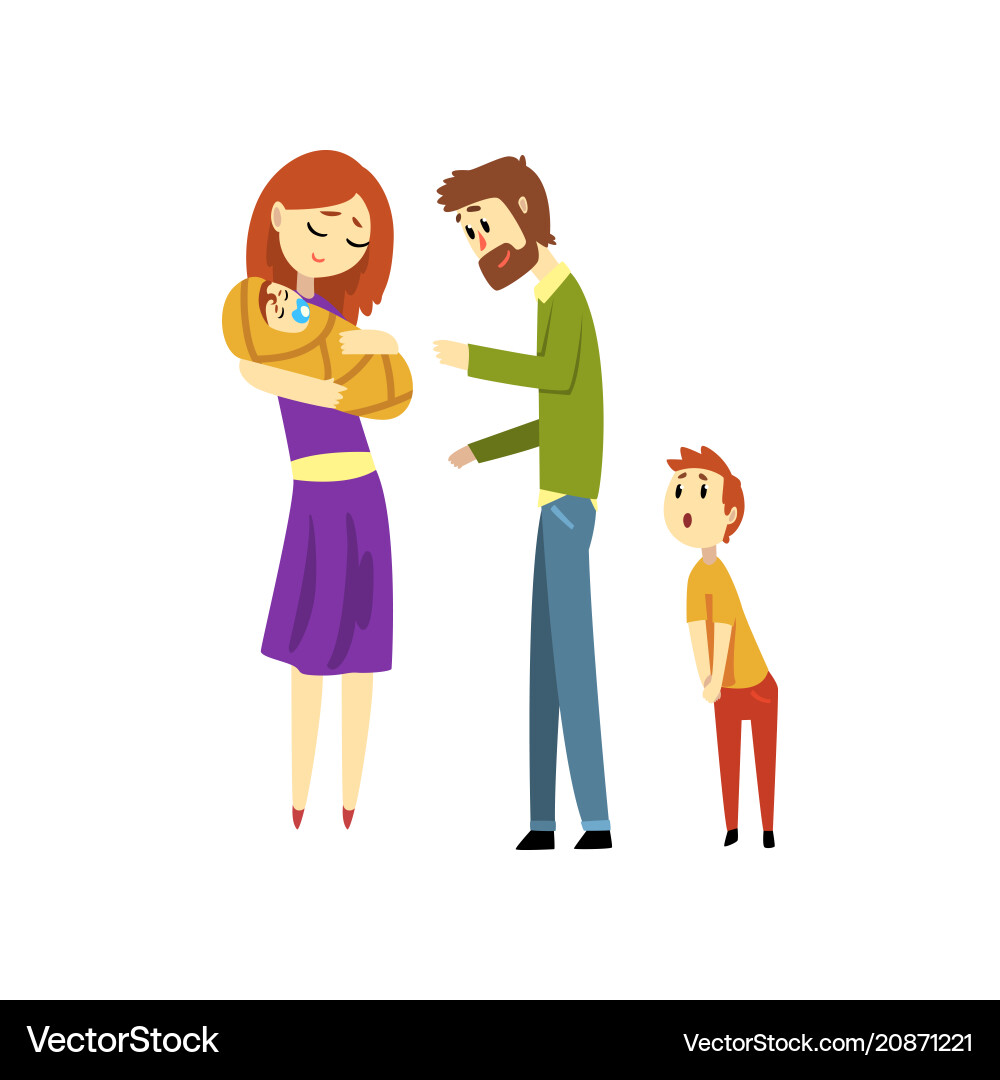 Parents with their two children young mother Vector Image