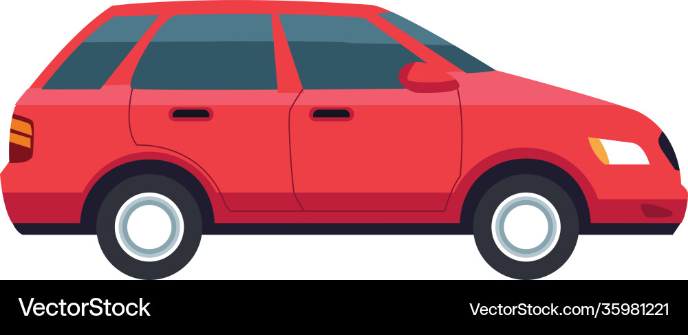 Red car vehicle color isolated icon Royalty Free Vector