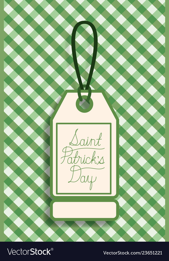Saint patricks day tag hanging with green Vector Image