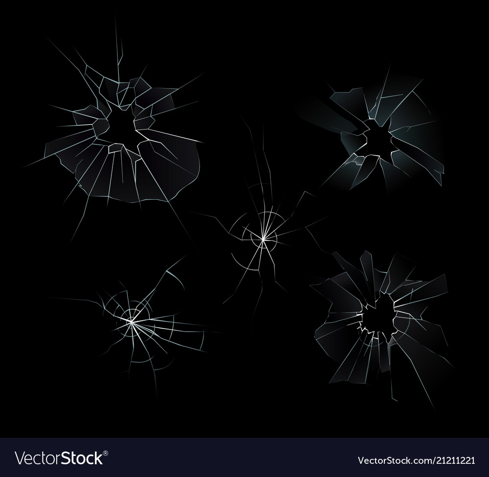 Set broken glass Royalty Free Vector Image - VectorStock